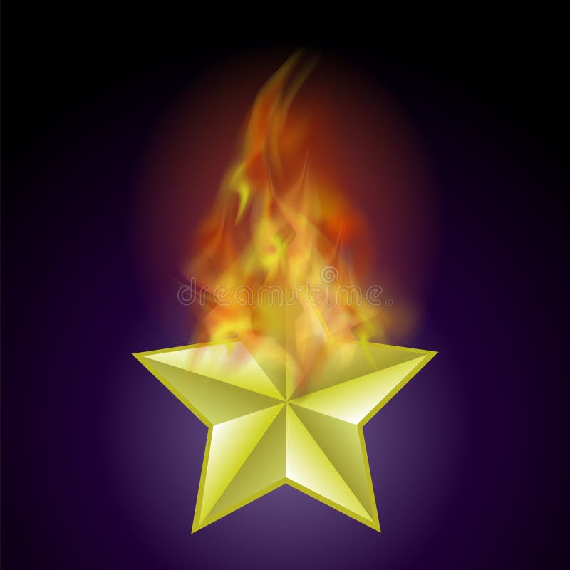 Burning Star with Fire Flame Stock Illustration - Illustration of ...