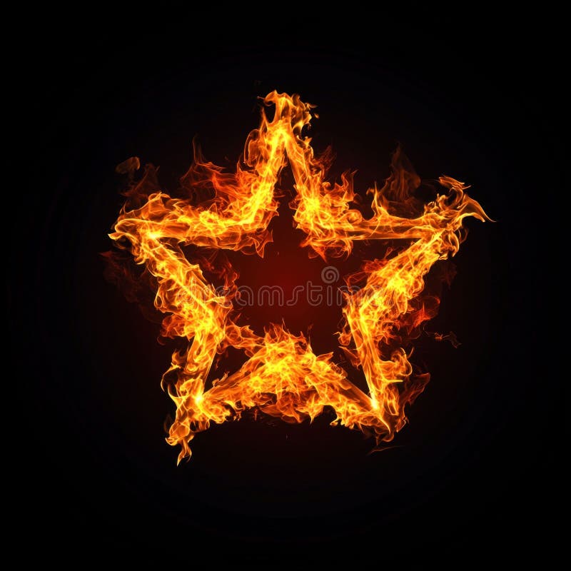 Burning Star Shape on Black Background Stock Illustration ...