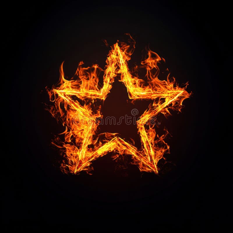 Burning Star Shape on Black Background Stock Illustration ...