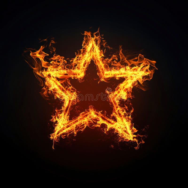 Burning Star Shape on Black Background Stock Illustration ...