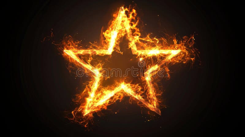 Burning Star Shape with Fiery Outline on Dark Background Stock Image ...