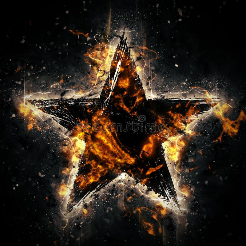 Burning star stock illustration. Illustration of decoration - 68676199