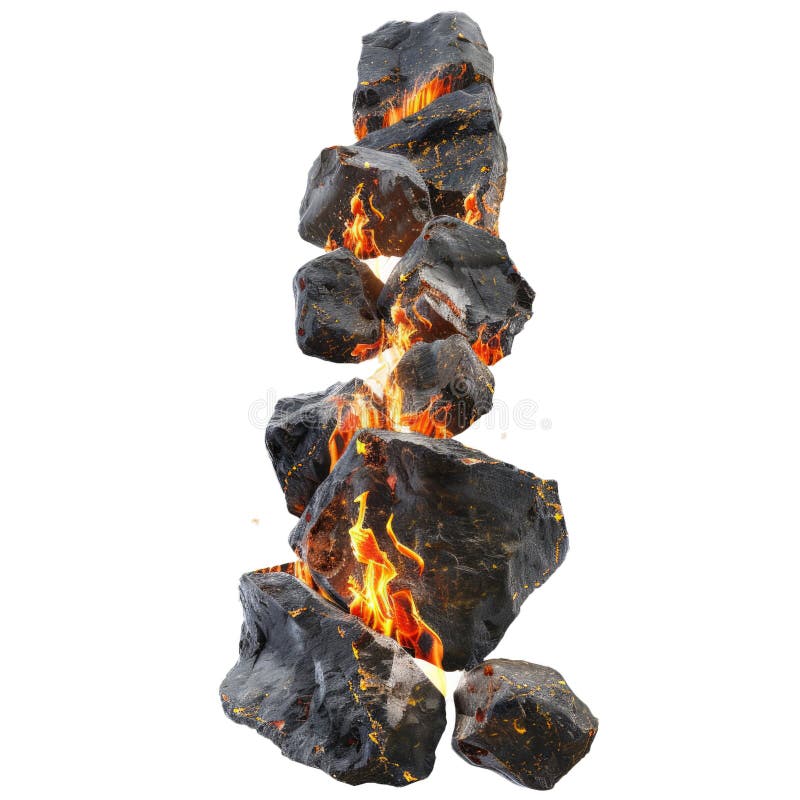 Burning Stones Falling Down on White Background Stock Image - Image of ...