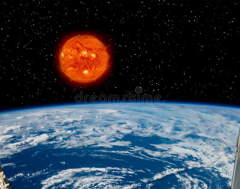 Burning Sun Above the Earth. the Elements of this Image Furnished by ...
