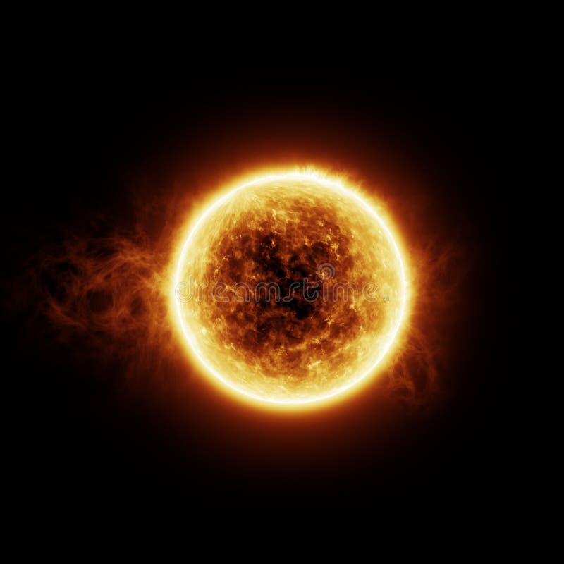 Burning Sun on a Black Background Stock Illustration - Illustration of ...
