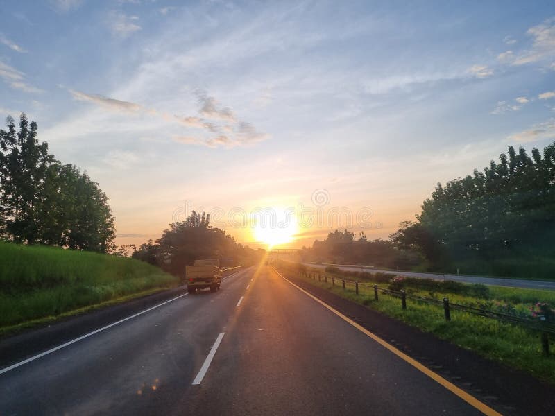 Burning Sun in Highway in Java Highway Roadtrip Stock Photo - Image of ...