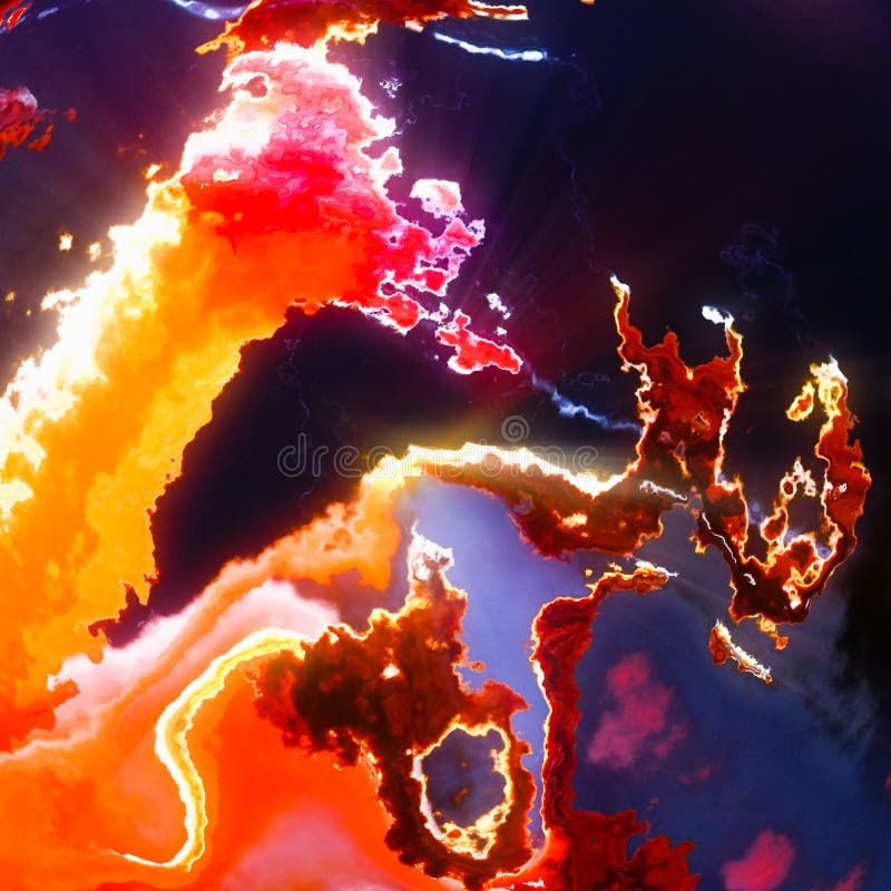 Burning Sun Prominence Flames, Red Explosion Clouds Stock Illustration ...