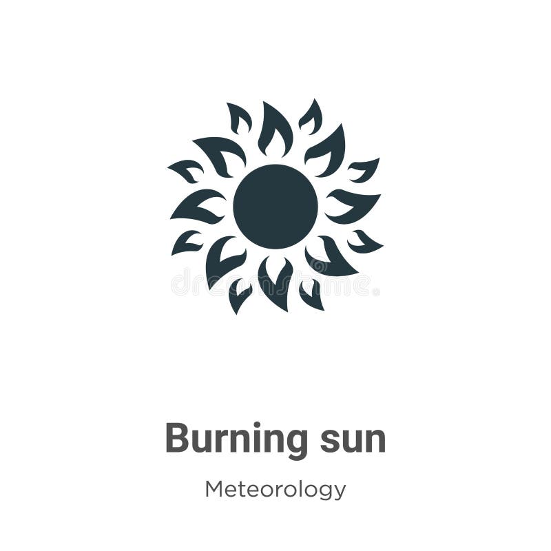 Burning Sun Vector Icon on White Background. Flat Vector Burning Sun ...