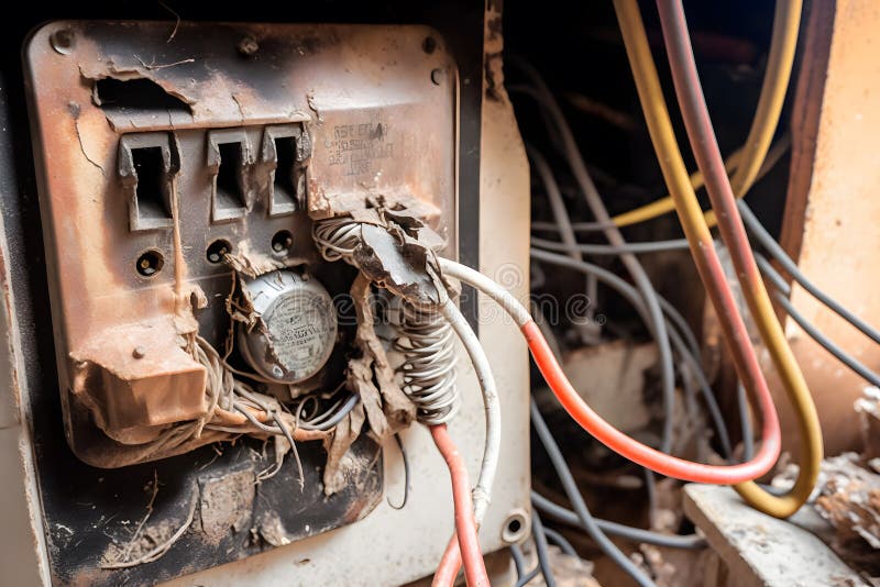 Burning Switchboard from Overload or Short Circuit on Wall. Circuit ...
