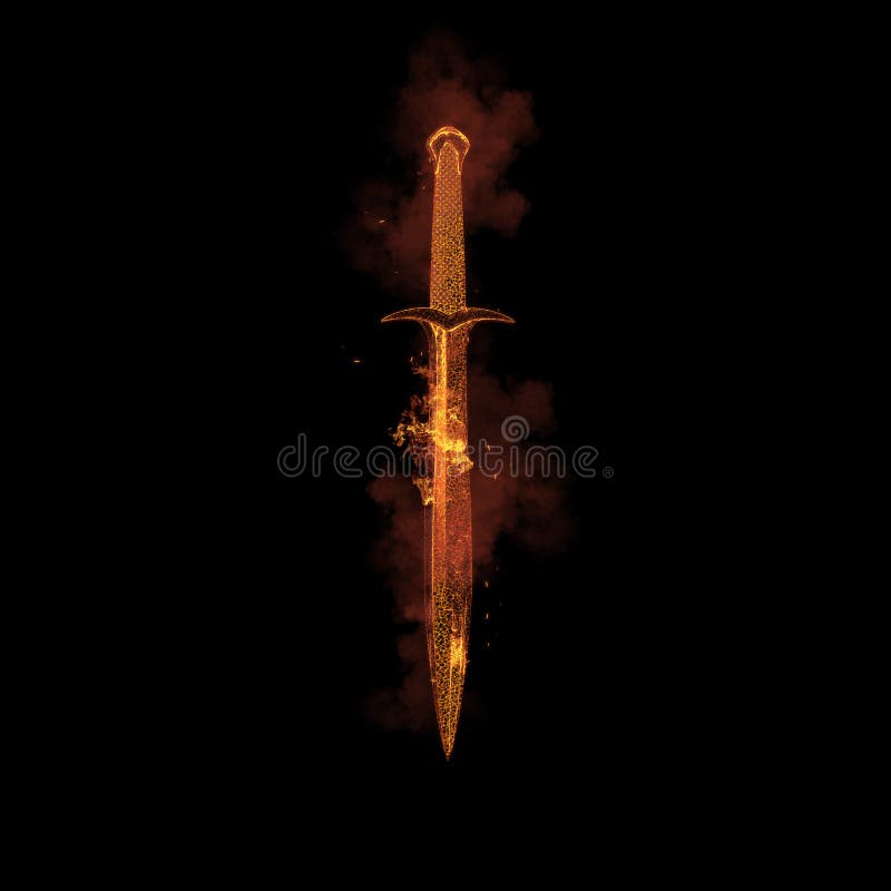 Burning Sword with Fire Effect 3D Illustration Stock Illustration - Illustration of ceremony ...