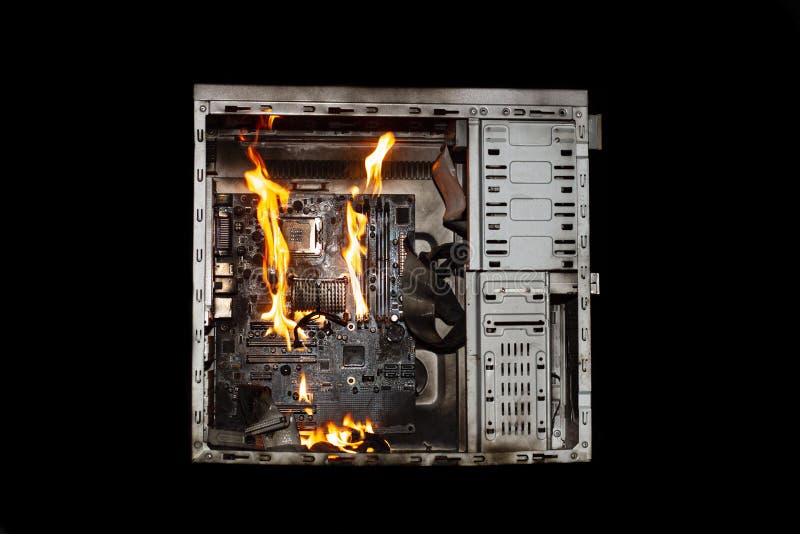 A Burning System Unit from a Computer from a Short Circuit and a Power ...