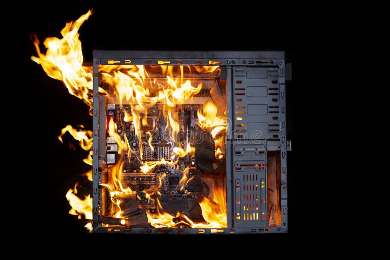 A Burning System Unit from a Computer from a Short Circuit and a Power ...