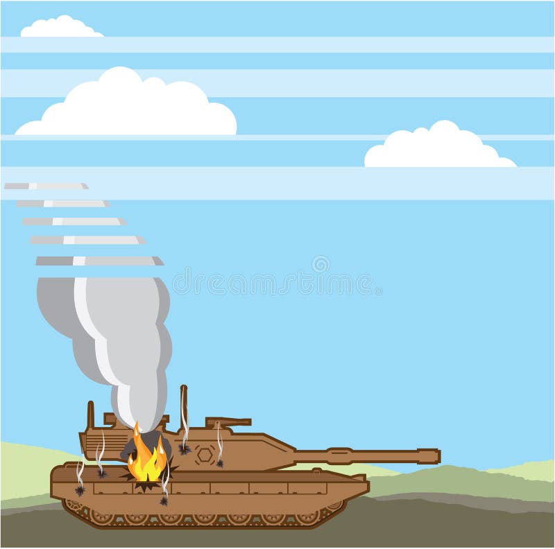 Burning Tank on Destroyed after War City Street Stock Illustration ...