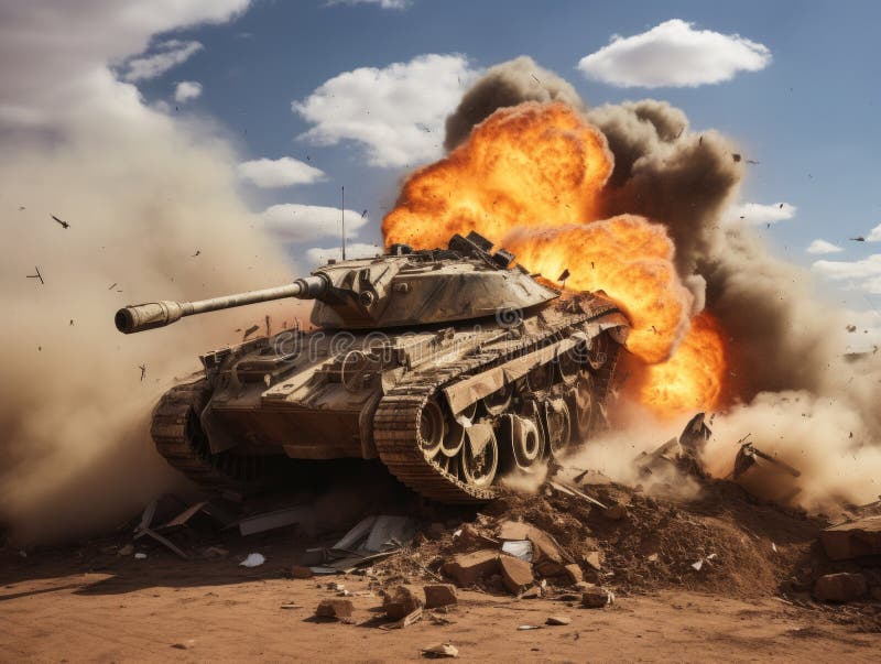 A Burning Tank during a War Stock Illustration - Illustration of ...