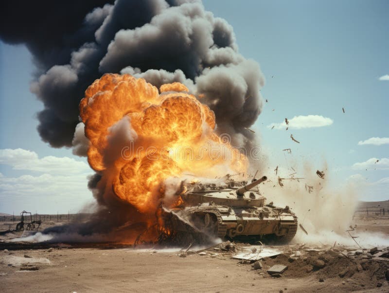 A Burning Tank during a War Stock Illustration - Illustration of tank ...