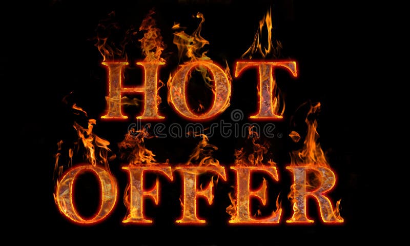 Burning Text hot offer stock image. Image of graphic - 43464343