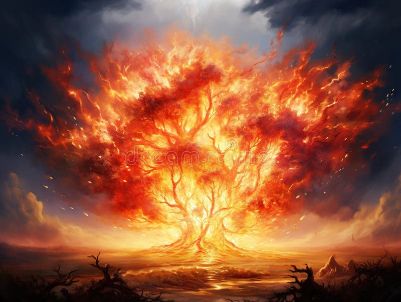 The Burning Thorn Bush Made with Generative AI Illustration Stock Image ...