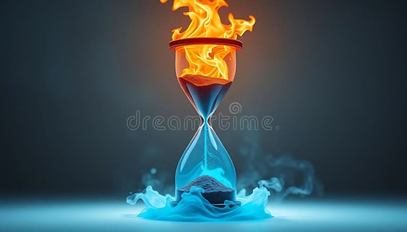 Burning Time: Hourglass Fire Concept Stock Illustration - Illustration ...