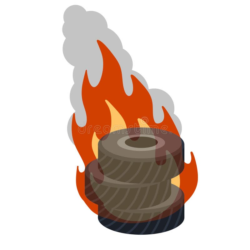 Burning Tire. the Old Wheel Stock Illustration - Illustration of rubber ...