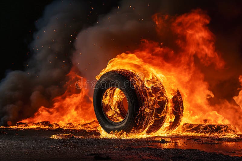 Burning Tires Pollution stock illustration. Illustration of dark ...