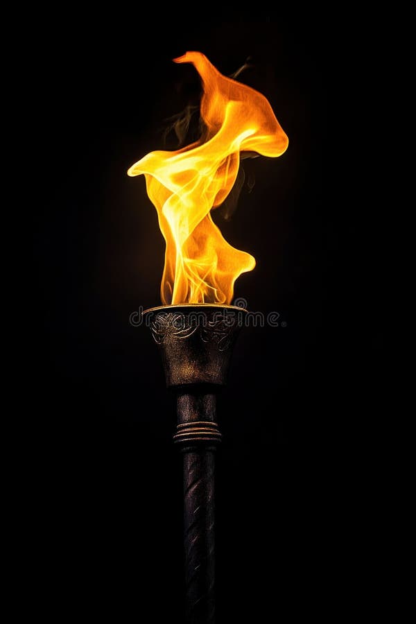 Burning Torch Fire Flame with Pillar Column Logo Stock Vector ...