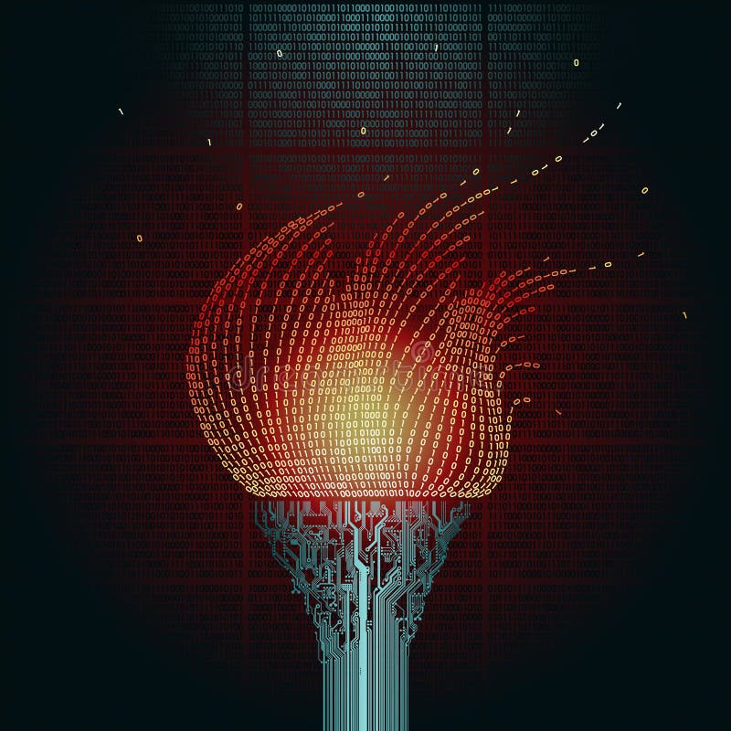 A Burning Torch, Consists of Printed Circuit Boards, the Flame from the ...