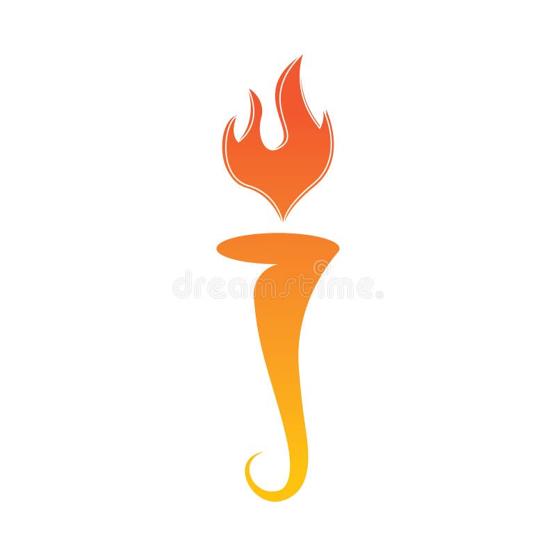 Burning Torch Fire Flame with Pillar Column Logo Stock Vector ...