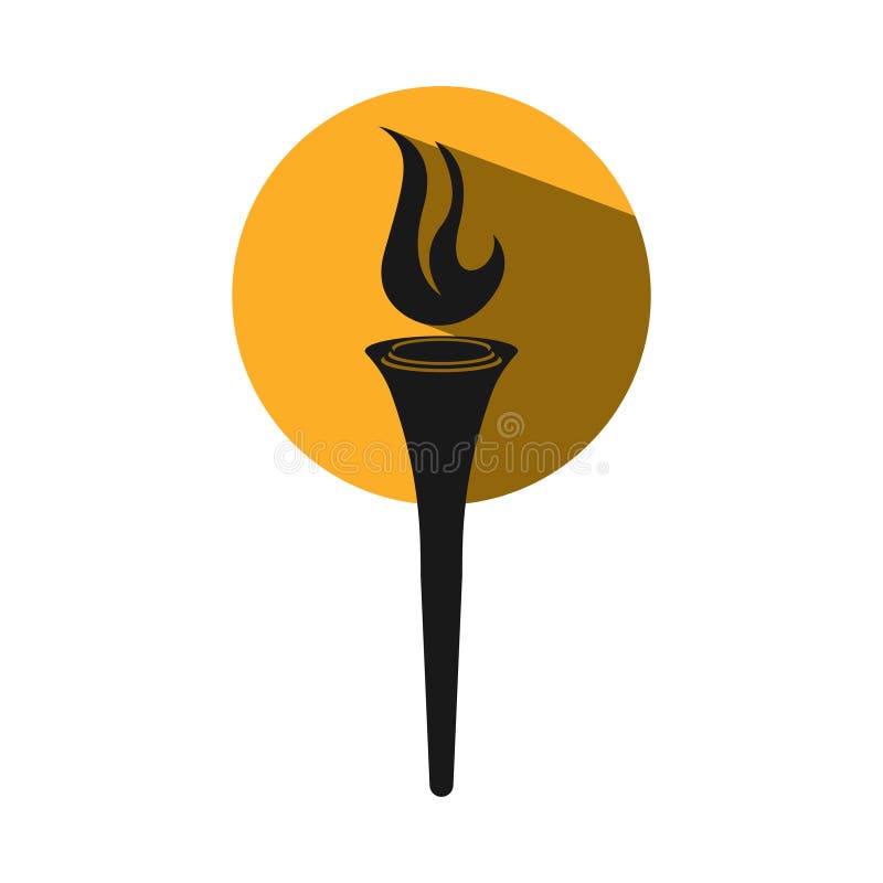 Burning Torch Fire Flame with Pillar Column Logo Stock Vector ...