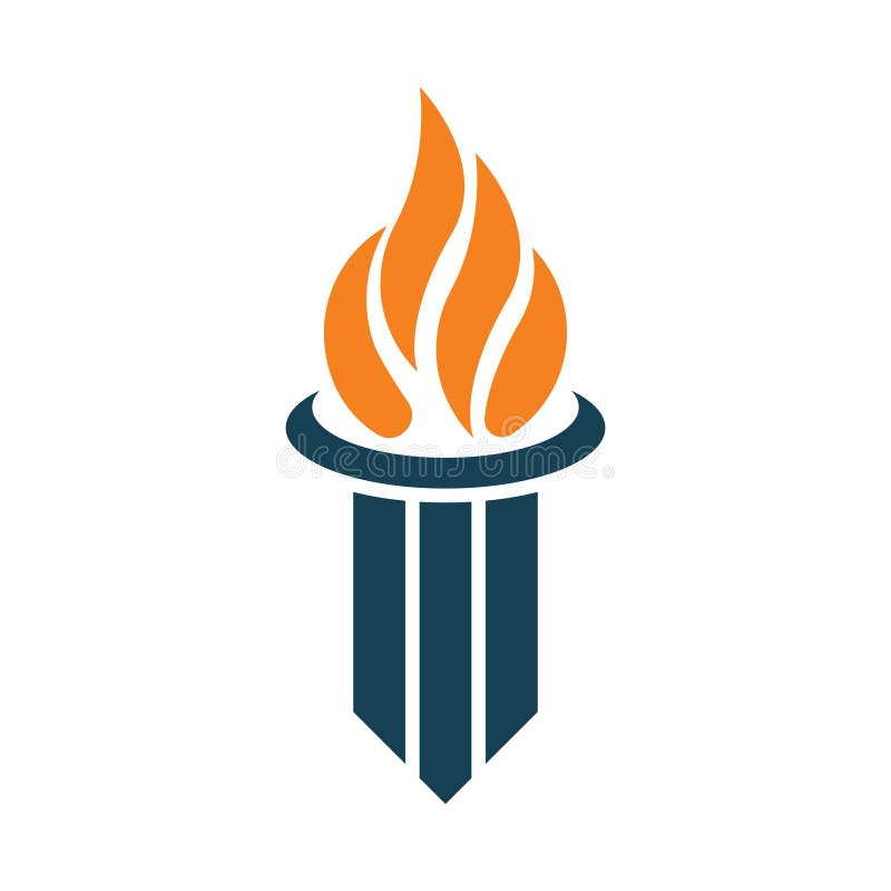 Burning Torch Fire Flame with Pillar Column Logo Stock Vector ...