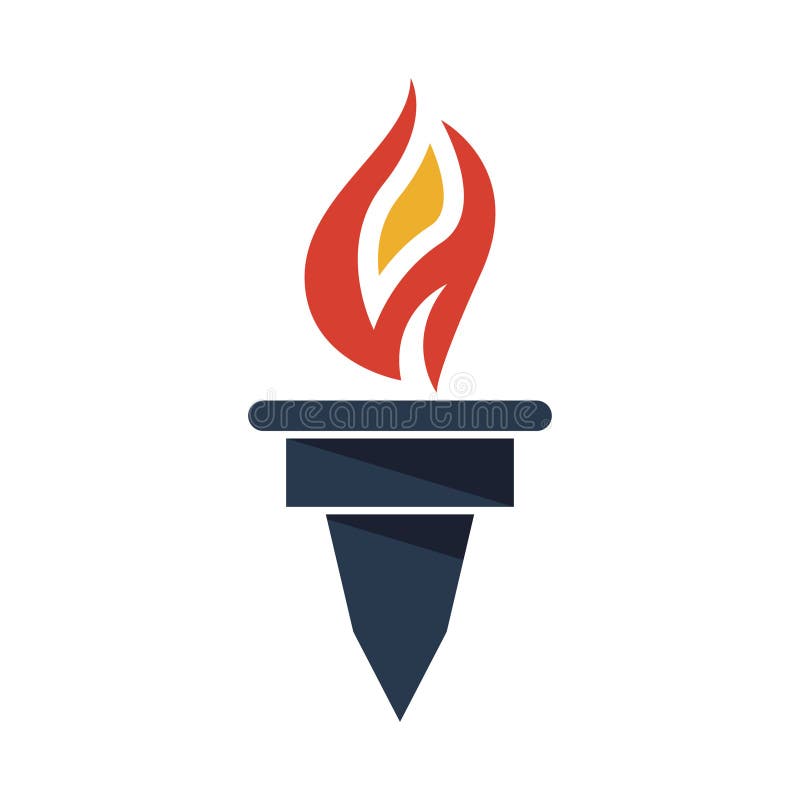 Burning Torch Fire Flame with Pillar Column Logo Stock Vector ...