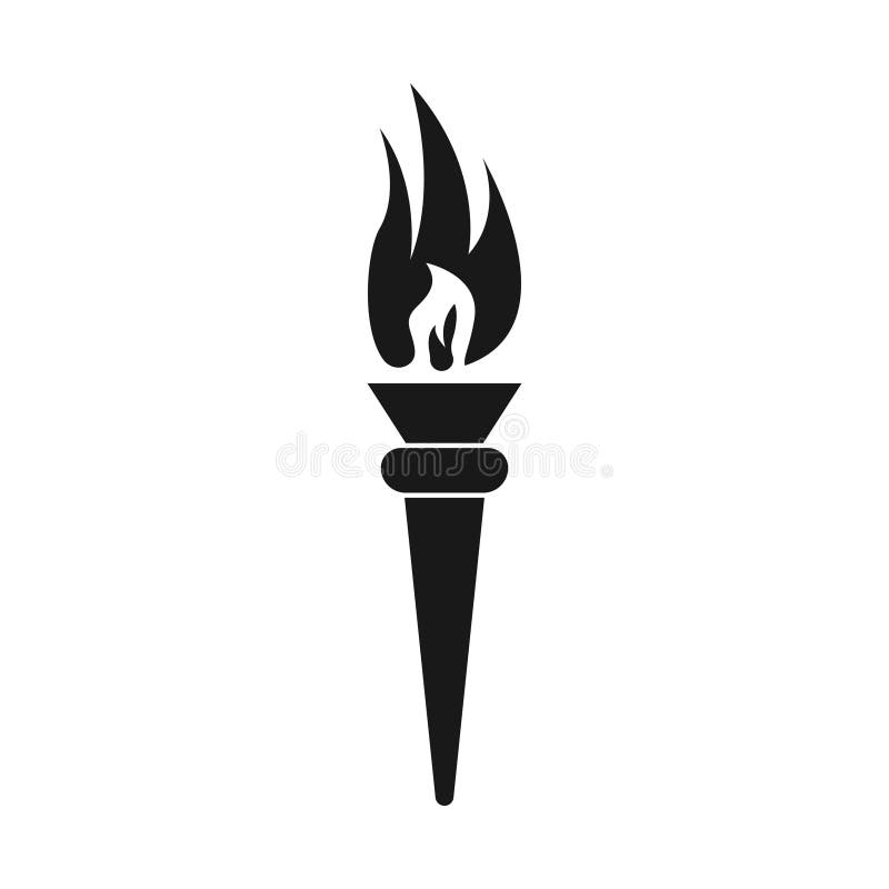 Burning Torch Fire Flame with Pillar Column Logo Stock Vector ...