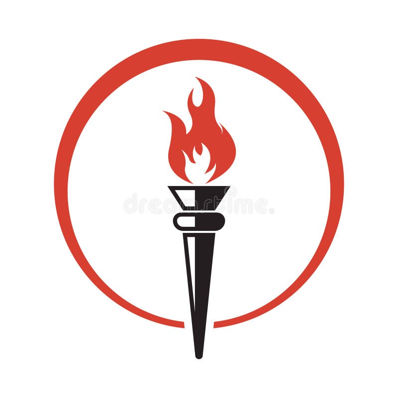 Burning Torch Fire Flame with Pillar Column Logo Stock Vector ...
