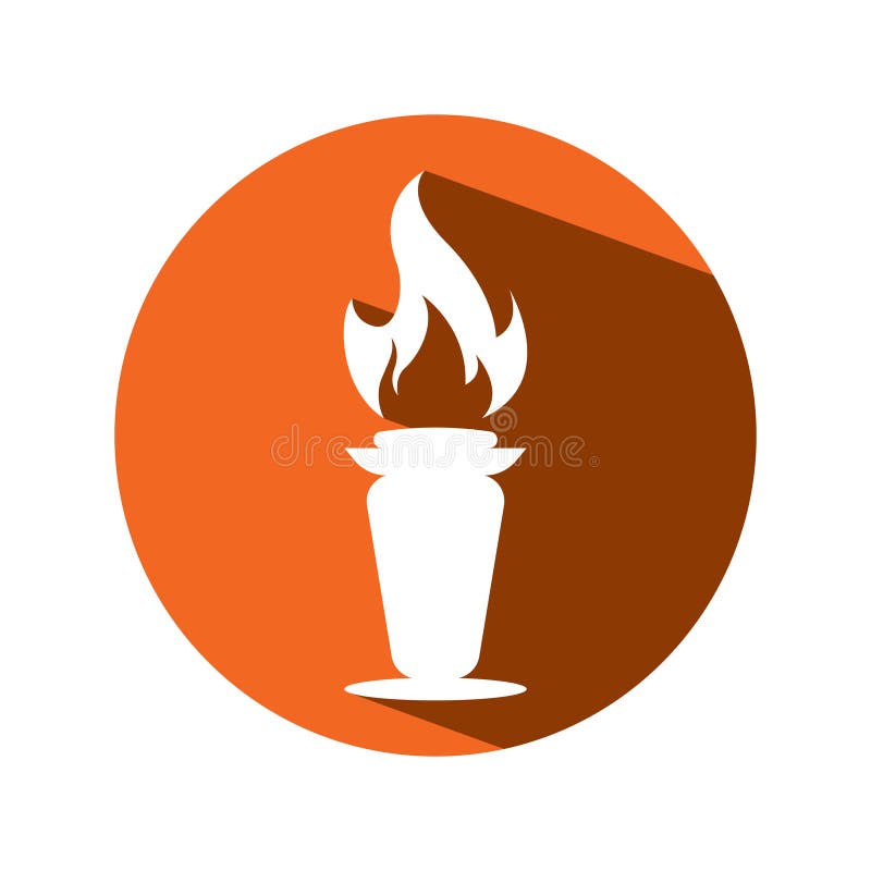 Burning Torch Fire Flame with Pillar Column Logo Stock Vector ...