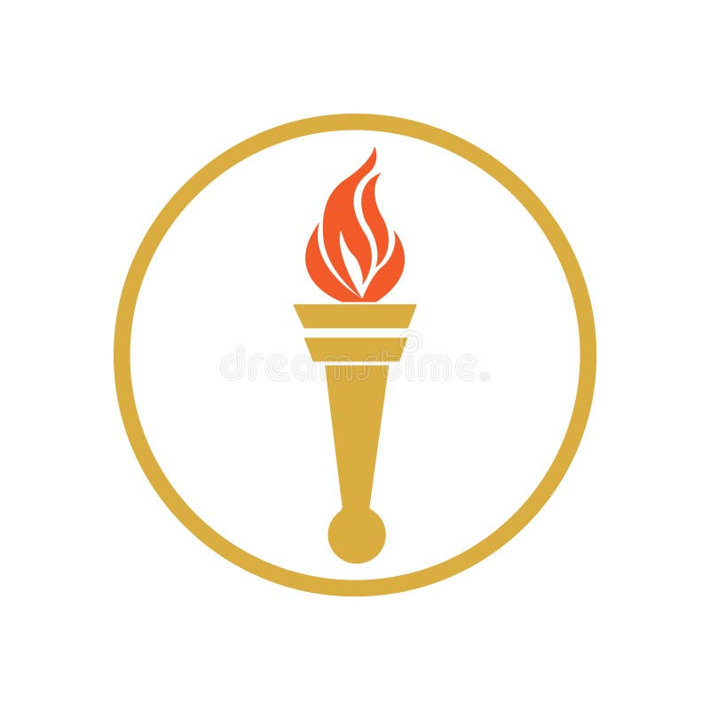 Burning Torch Fire Flame with Pillar Column Logo Design Vector Icon ...