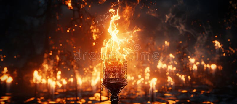 Burning Torch on Fire. Fire and Flames Stock Illustration ...