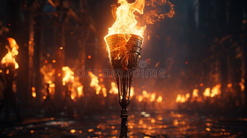Burning Torch on Fire. Fire and Flames Stock Illustration ...