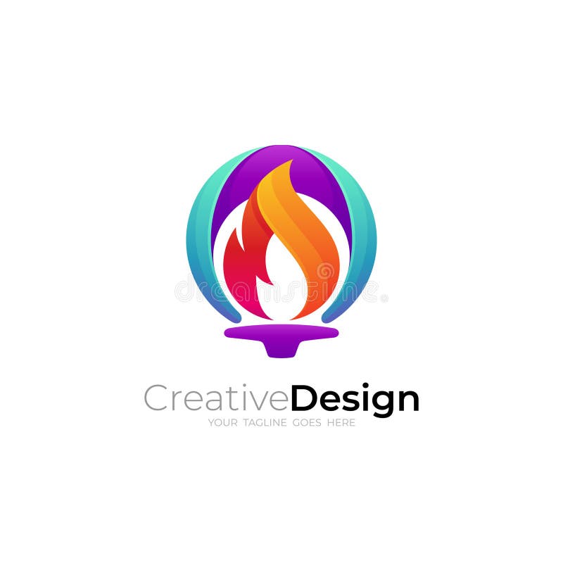 Torch Logo with Burning Fire, Red Color Design, Sport Stock Vector ...