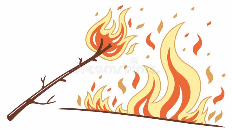 Burning Torch Flame, Symbol of Light and Fiery Element. Vector Design ...