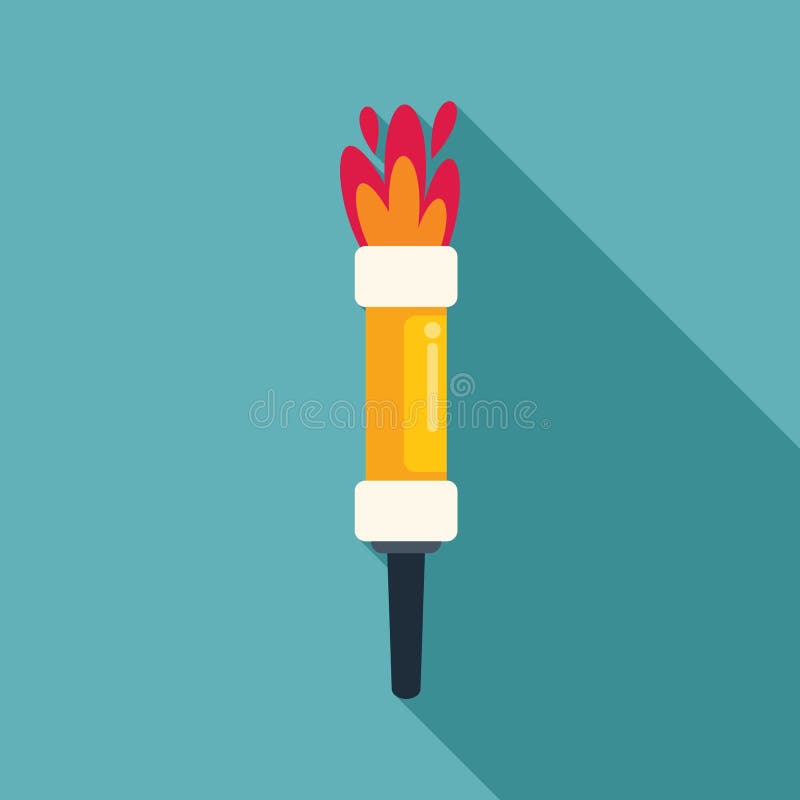 Burning Torch with Flames Providing Light in Flat Design Style with ...