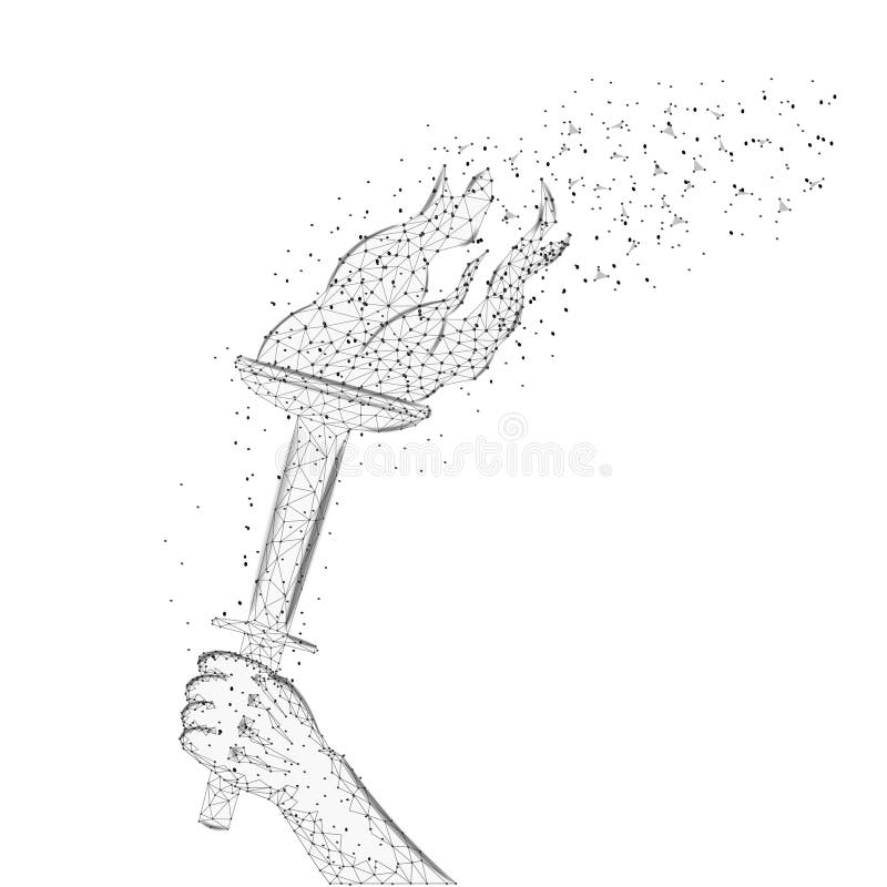 Torch in Hand Outline Isolated on White. Contour Design Element Stock ...