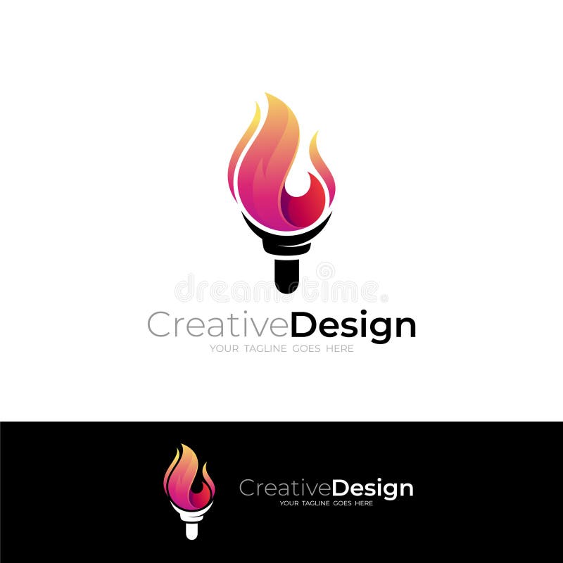 Burning Torch Icon, the Fire Logo Burns Brightly Stock Vector ...