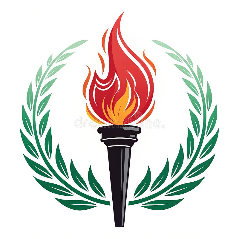 Burning Torch Fire Flame with Pillar Column Logo Stock Vector ...