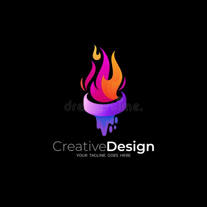 Burning Torch Logo Design Vector, 3d Colorful Logos Stock Vector ...