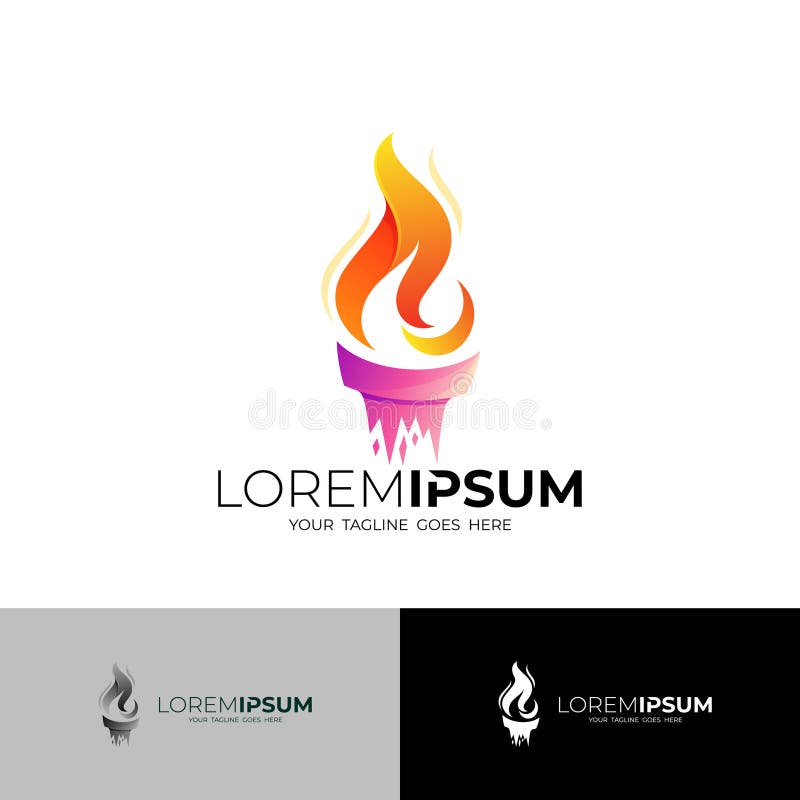 Burning Torch Logo, Burning Fire Icon, 3d Colorful Style Stock Vector ...