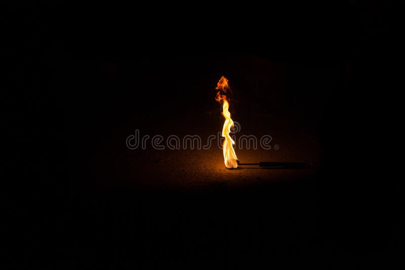 Burning Torch in the Night at Black Background Stock Image - Image of ...