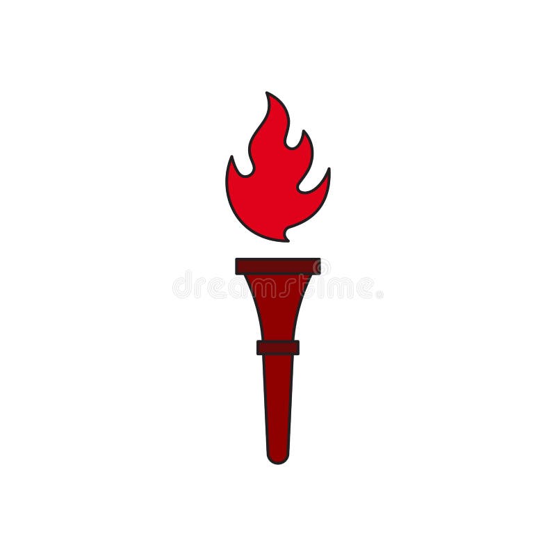Burning Torch Vector Icon Symbol Isolated on White Background Stock ...