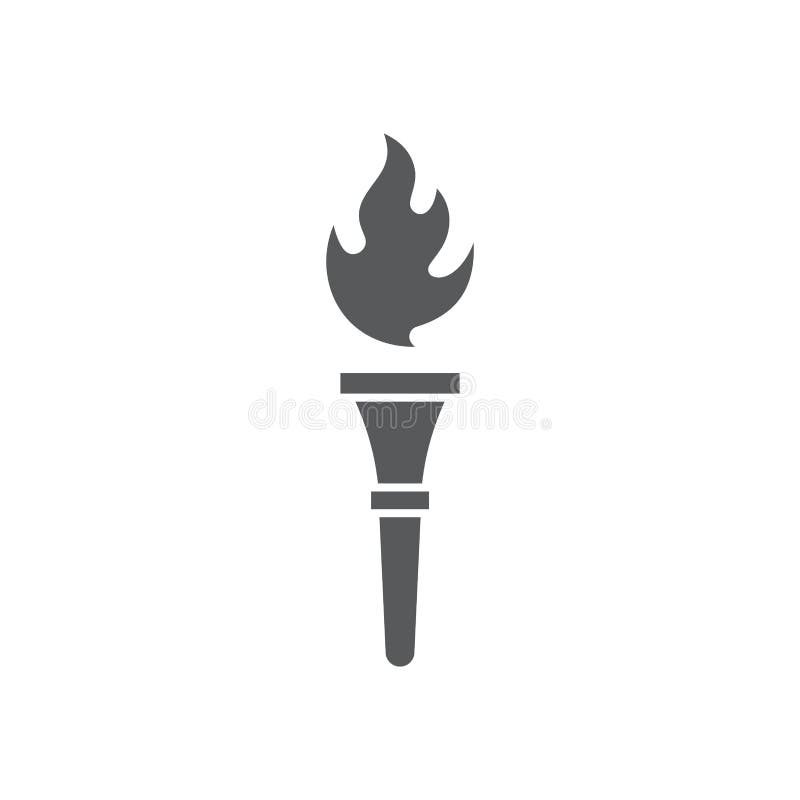 Burning Torch Vector Icon Symbol Isolated on White Background Stock ...