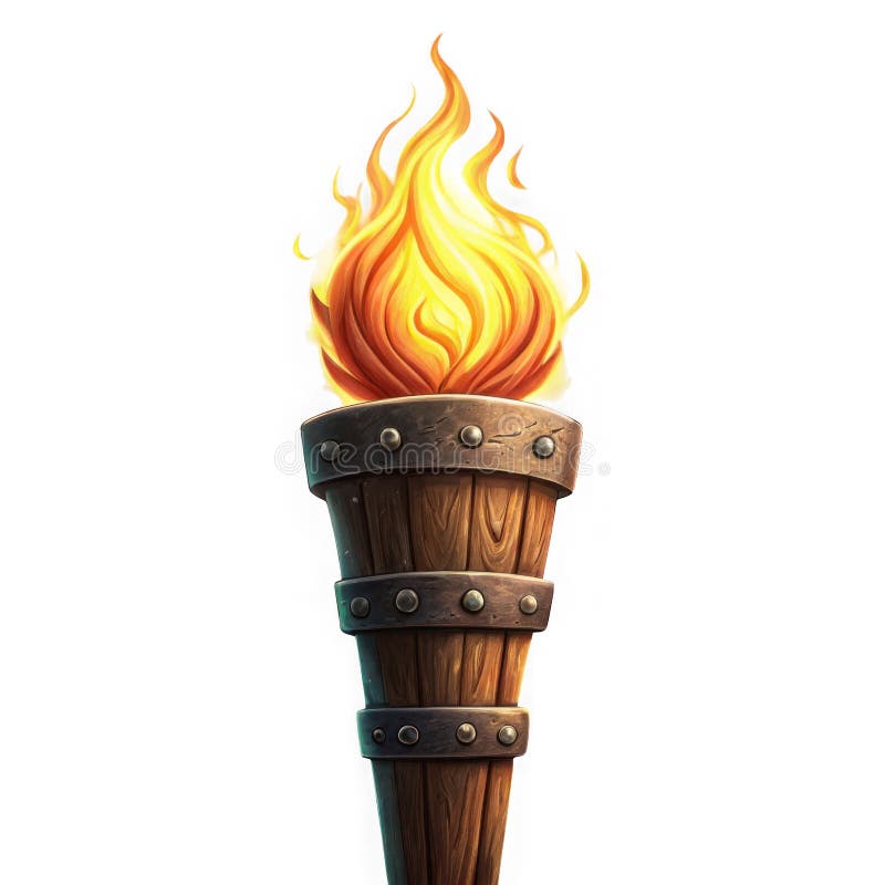 Burning Torch with Wooden Handle Design Stock Illustration ...