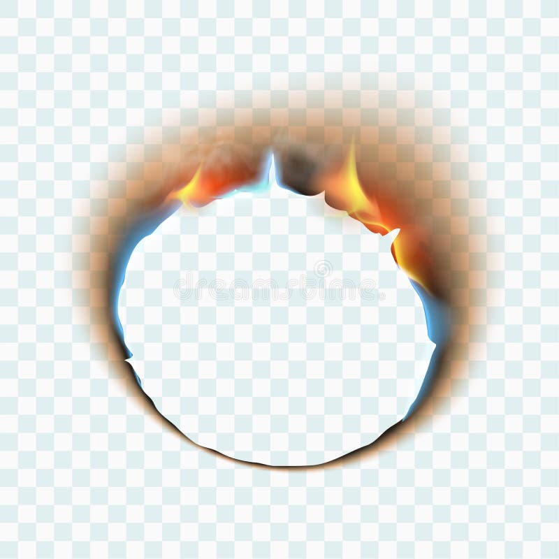 Burning Torn Hole in Ripped Paper with Burnt and Flame on Transparent ...