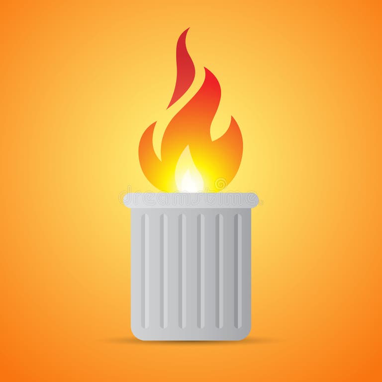 Burning Trash Can stock vector. Illustration of alight - 59676136